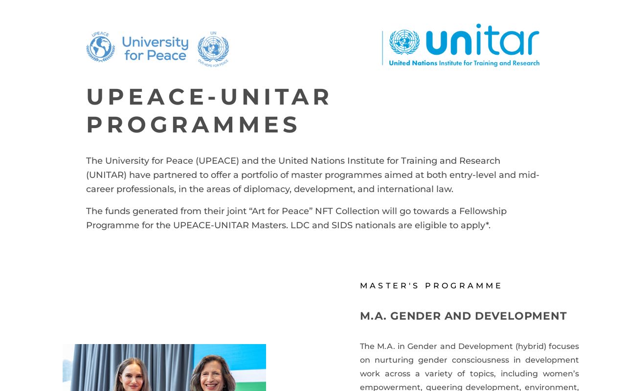 UPEACE-UNITAR MASTER'S PROGRAMMES